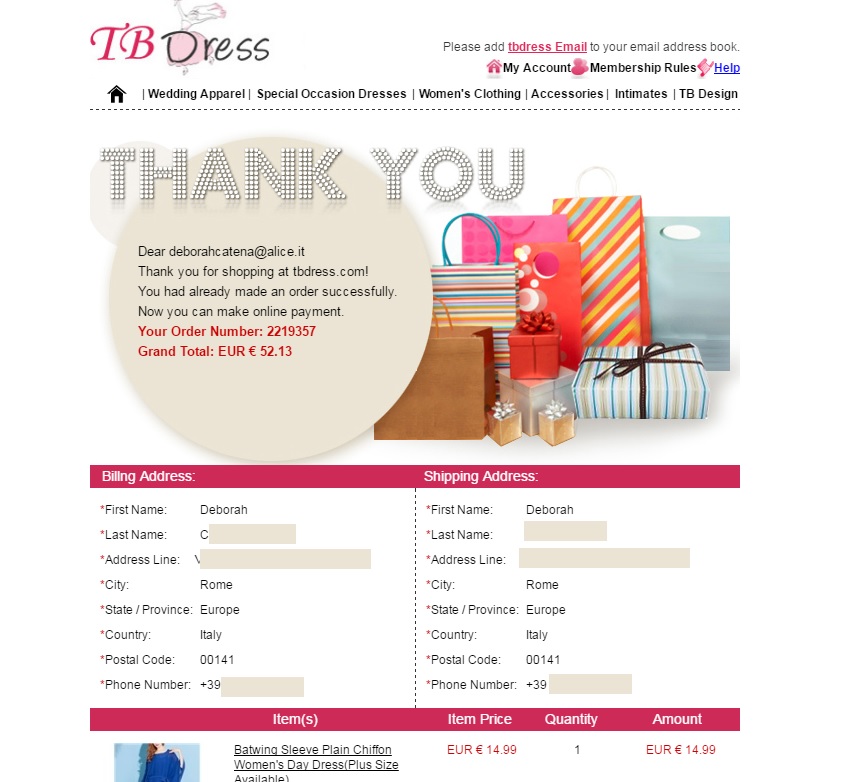 TBdress Reviews - 7,044 Reviews of Tbdress.com | Sitejabber