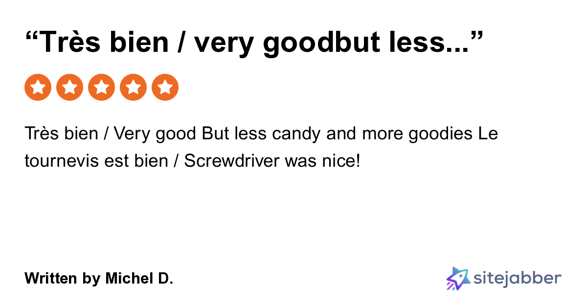 5-Star Review of DeployDepot: “Très bien / Very goodbut less candy and ...