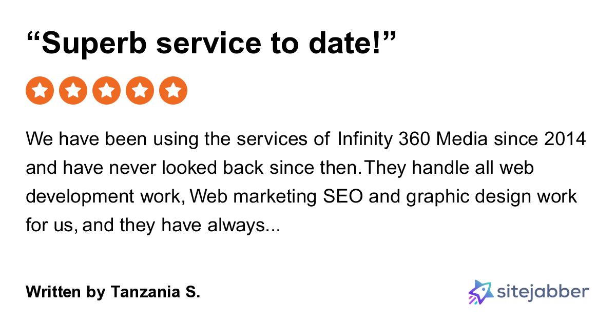 5-Star Review of Infinity 360: “Superb Service to Date!”