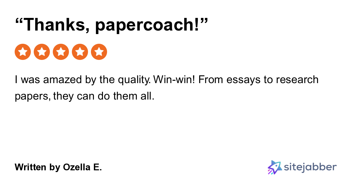 5-Star Review of PaperCoach: “Thanks, PaperCoach!”