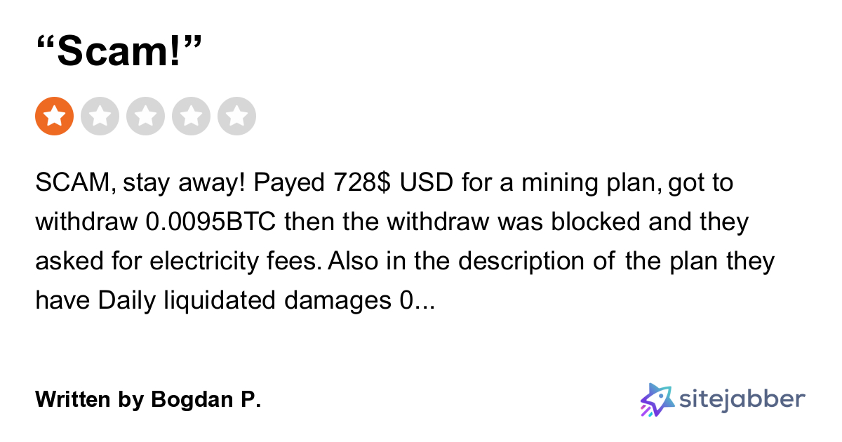 1-Star Review of User.ecosminer: “SCAM!”