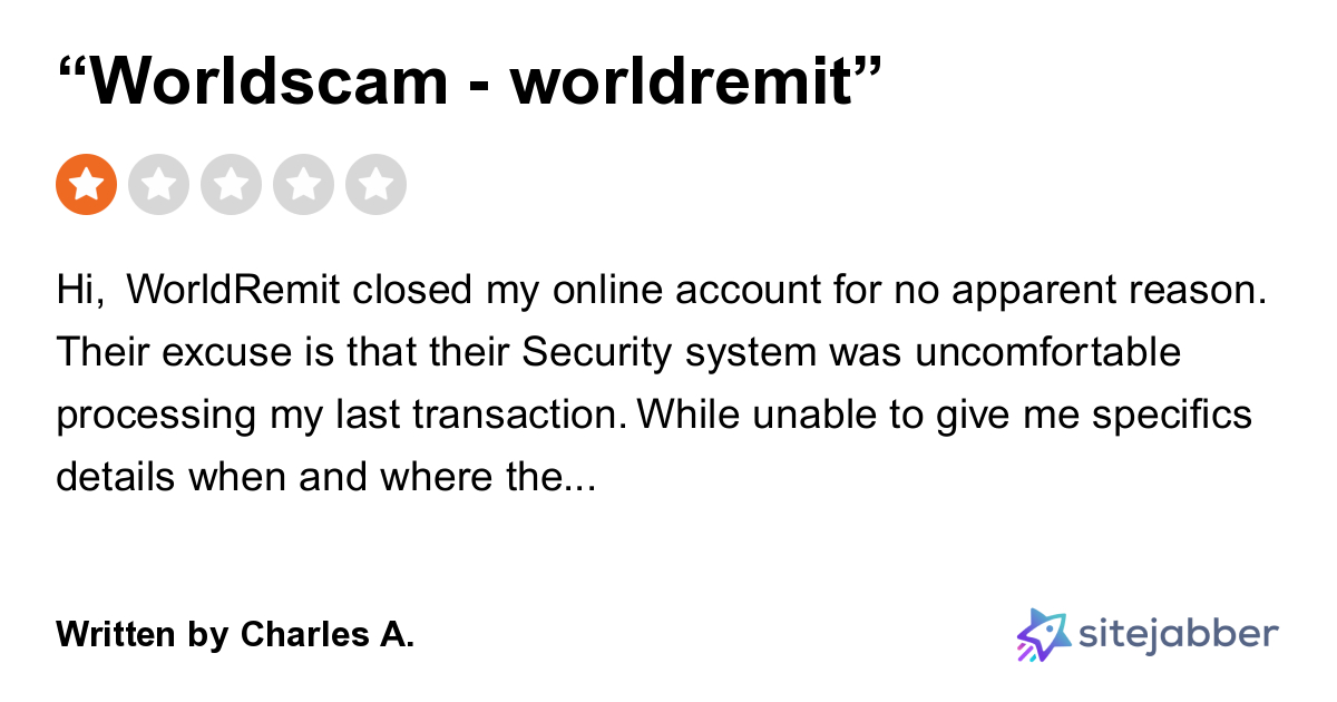 1-Star Review of WorldRemit: “WorldScam - WorldRemit”